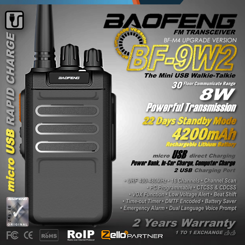 BF-9W2 BaoFeng BF-M4 New Version USB Rapid Charge 5W Walkie-Talkie ...