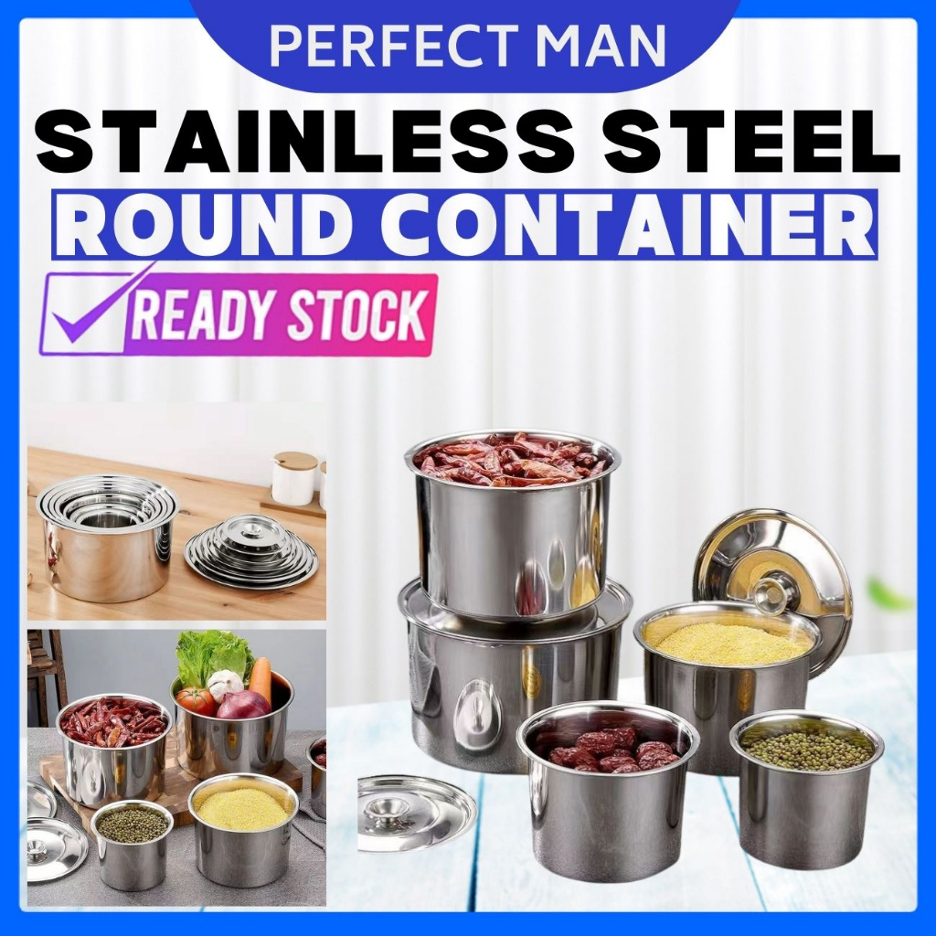PM - Stainless Steel Food Storage Round Container /Durable Stainless ...