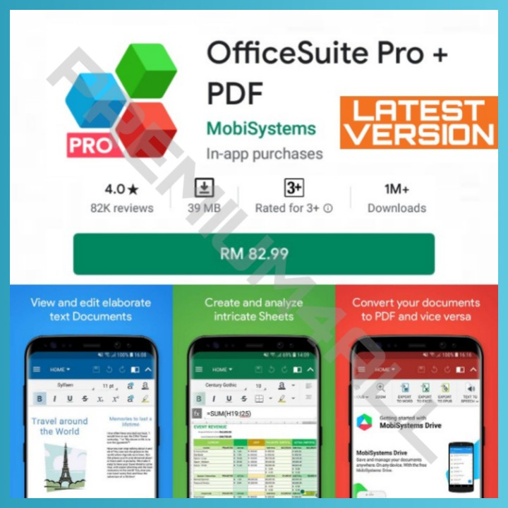 OfficeSuite Pro + PDF [RM82.99 Price in Play Store]🔥LIFETIME🔥office suite android premium VIP ...