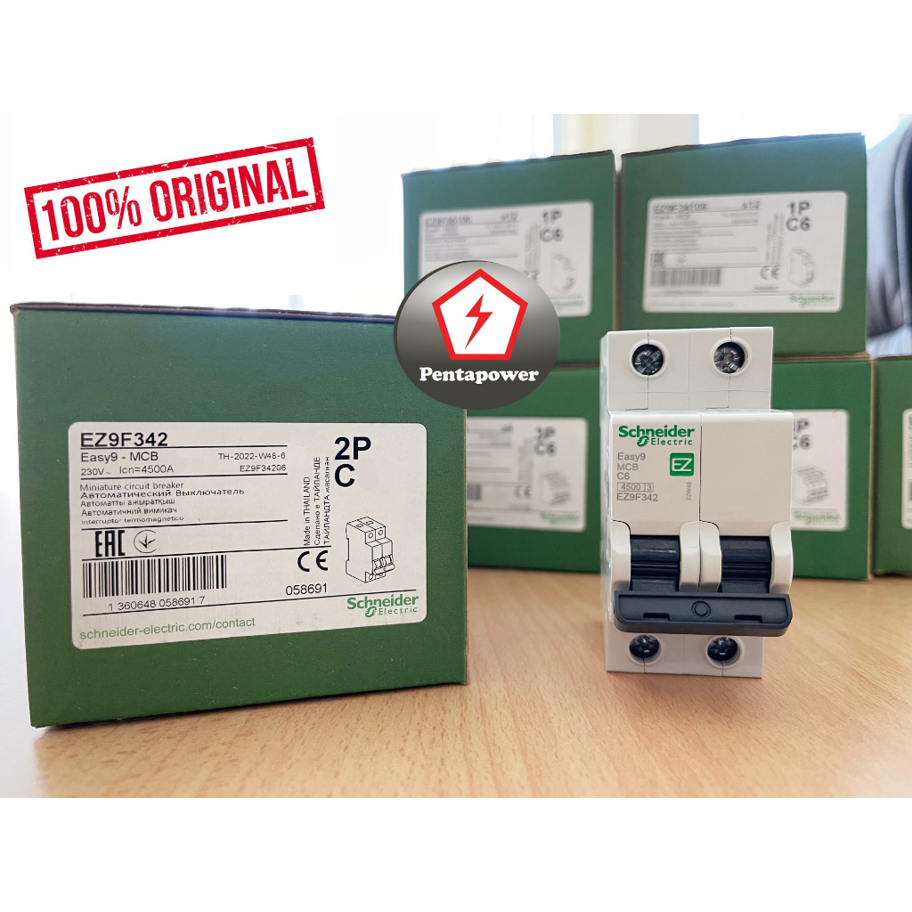 SCHNEIDER MCB 2POLE 4.5KA EASY9 EZ9F34206 EZ9F34210 EZ9F34216 EZ9F34220 EZ9F34232 EZ9F34263 ...