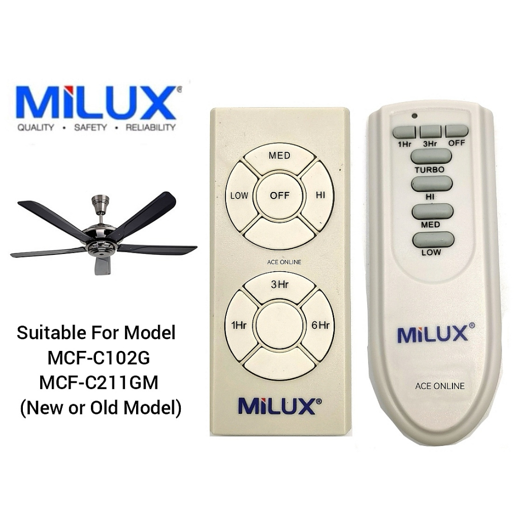 Milux Ceiling Fan Remote Control For Model MCF-C102GM,MCF-C211GM (New ...