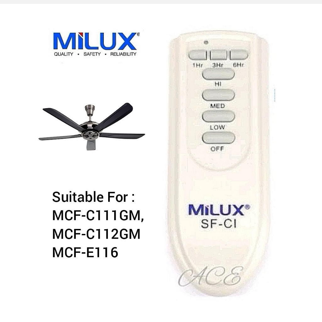 Milux Ceiling Fan Remote Control For Model MCF-C111GM,MCF-C112GM,E116 ...