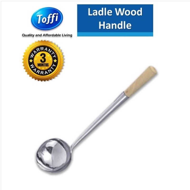 TOFFI S/Steel Ladle & Spatula With Wood Handle/Senduk & Sudip Steel ...