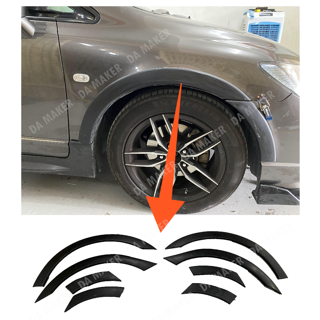HONDA CIVIC FD MUGEN RR FENDER ARCH WHEEL ARCH 8 PCS 1 SET 2006 2007 2008 2009 2010 2011 ...