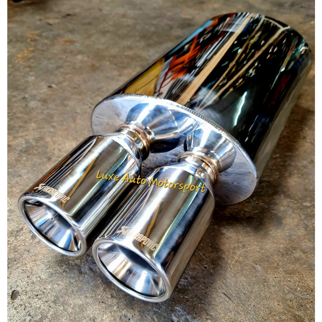 Exhaust Akrapovic Sport Muffler Twin Tips SFlow Inlet 2.5 (Good Quality ...