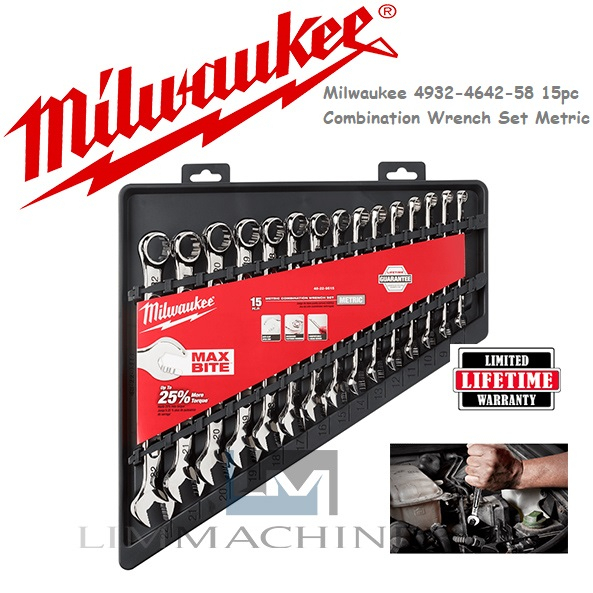 Milwaukee 4932-4642-58 MAX BITE 15pc Combination Spanner Set Metric ...