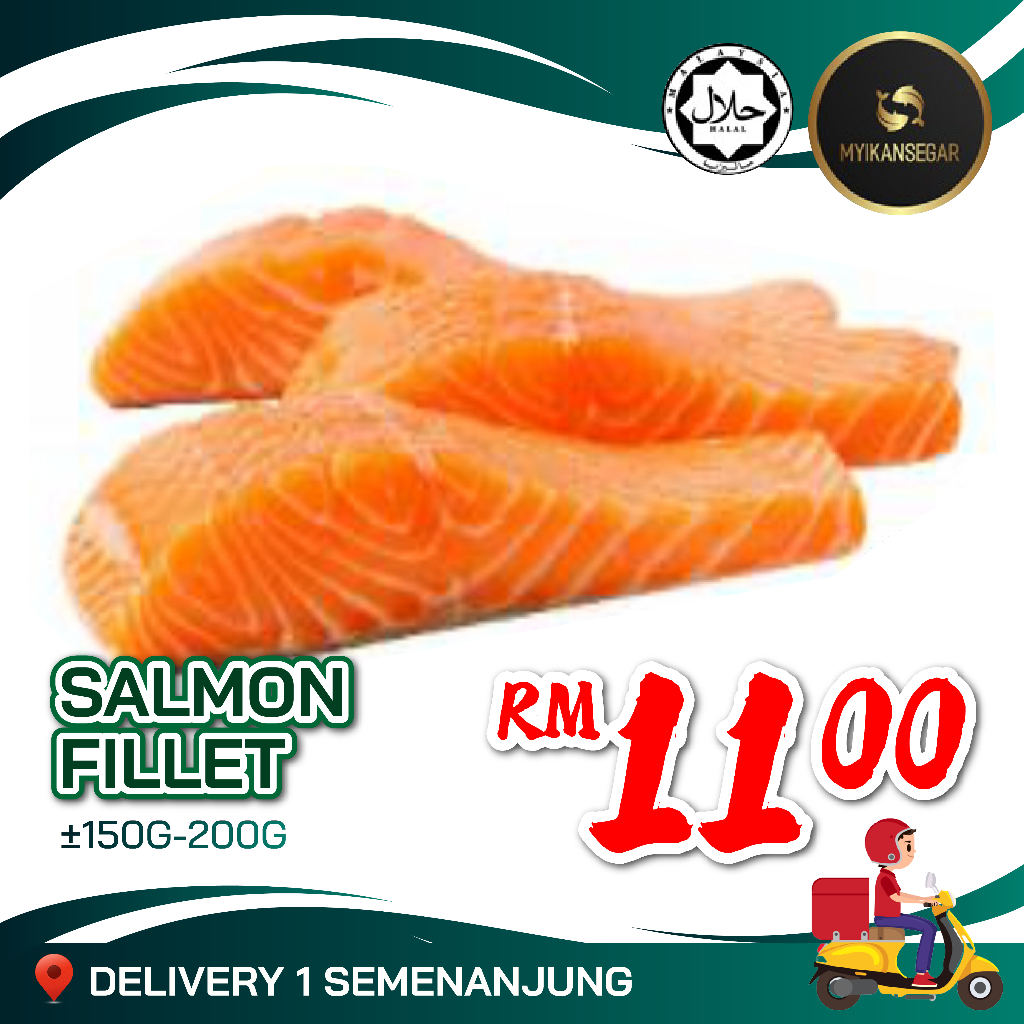 PREMIUM SALMON FILLET +/- 150G-200G (SIAP SIANG & CUCI) SHASHIMI GRADE ...