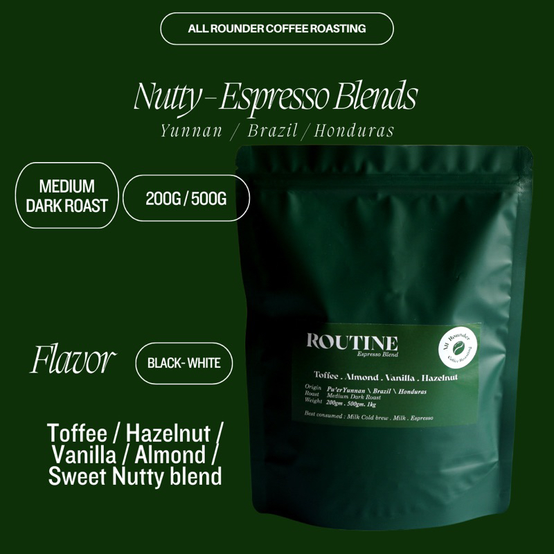 [All Rounder Coffee] ROUTINE Espresso Blend \ Medium Dark Roast \ 200g ...
