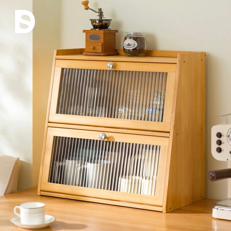 🇲🇾Ready Stock Muji Style Bamboo Kitchen Cabinet 50cm Almari Coffee ...