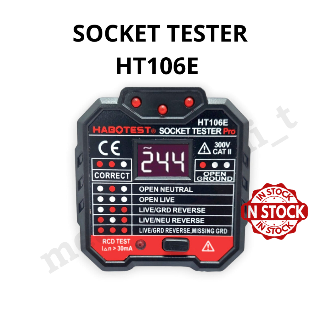 HABOTEST HT106E / HT107E SOCKET TESTER RCD TEST 230V 50-60HZ UK ...