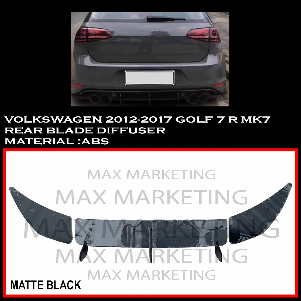 VW VOLKSWAGEN GOLF 7 R MK7 R BLADE STYLE REAR BUMPER DIFFUSER LIP ABS ...