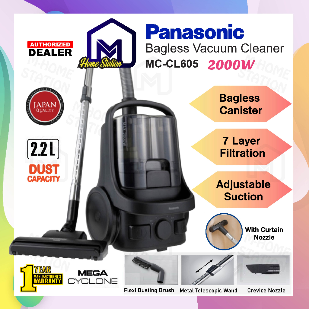 Panasonic 2000W Mega Cyclonic Bagless Vacuum Cleaner MC-CL605 / MC ...