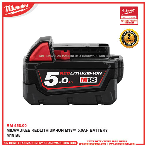 Milwaukee M18 5.0Ah REDLITHIUM-ION M18 BATTERY M18 B5 | Shopee Malaysia