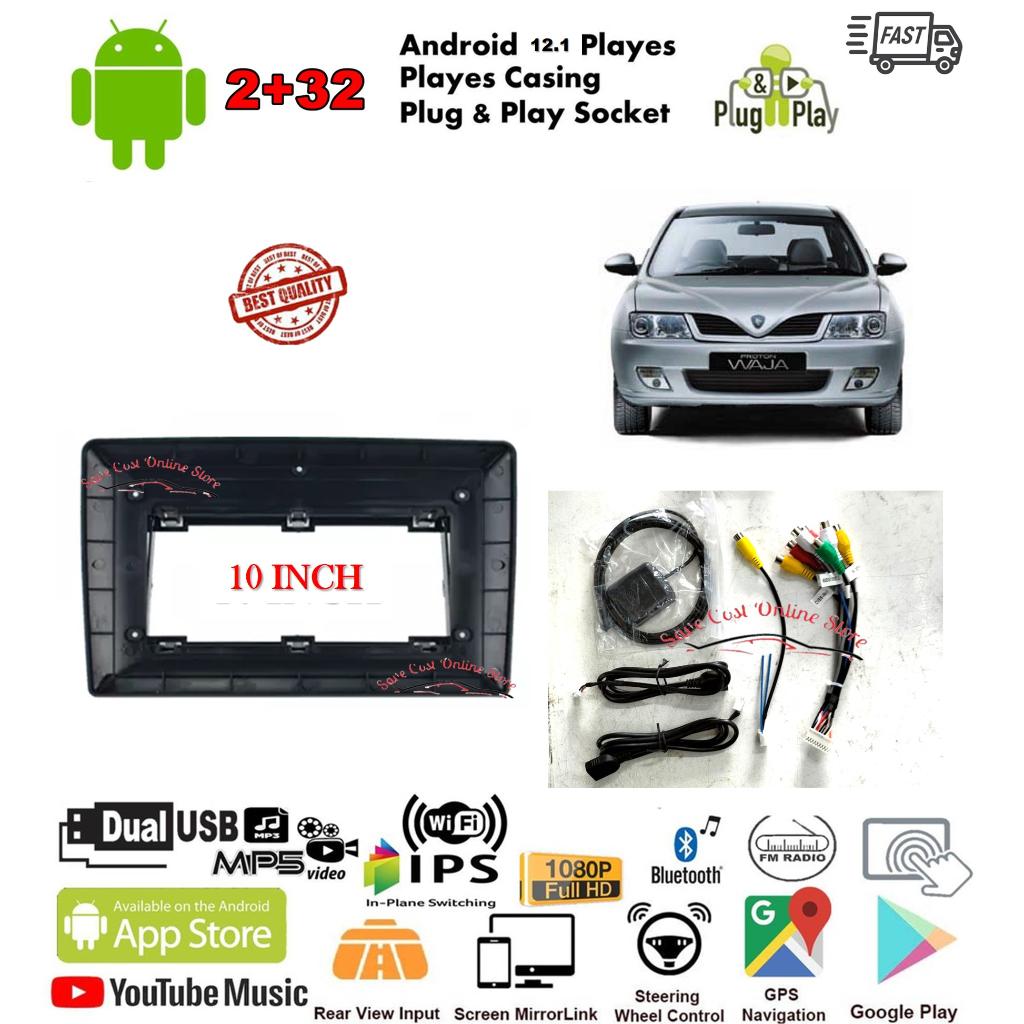 Proton WAJA android player 10 inch PLUG N PLAY with OEM casing | Shopee ...