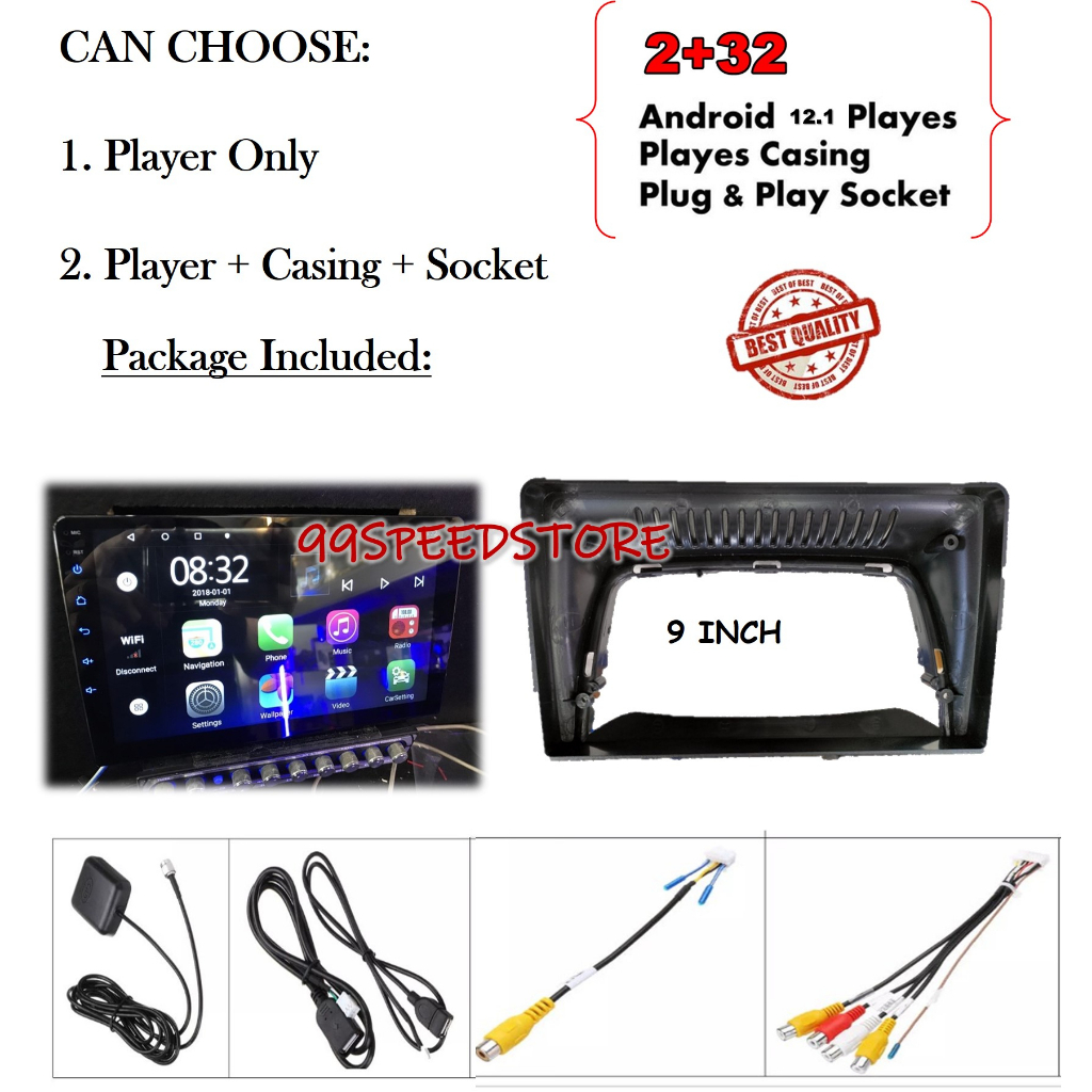 Proton SAGA 2022 android player 9'' inch plug and play with OEM casing ...