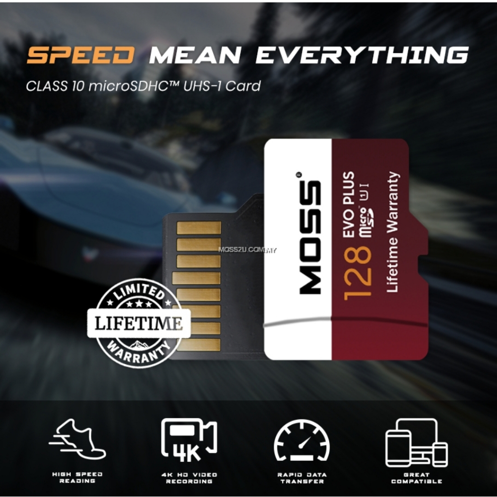 MOSS CLASS 10,10 YEAR WARRANTY MEMORY CARD ( 64GB / 128GB / 256GB ...