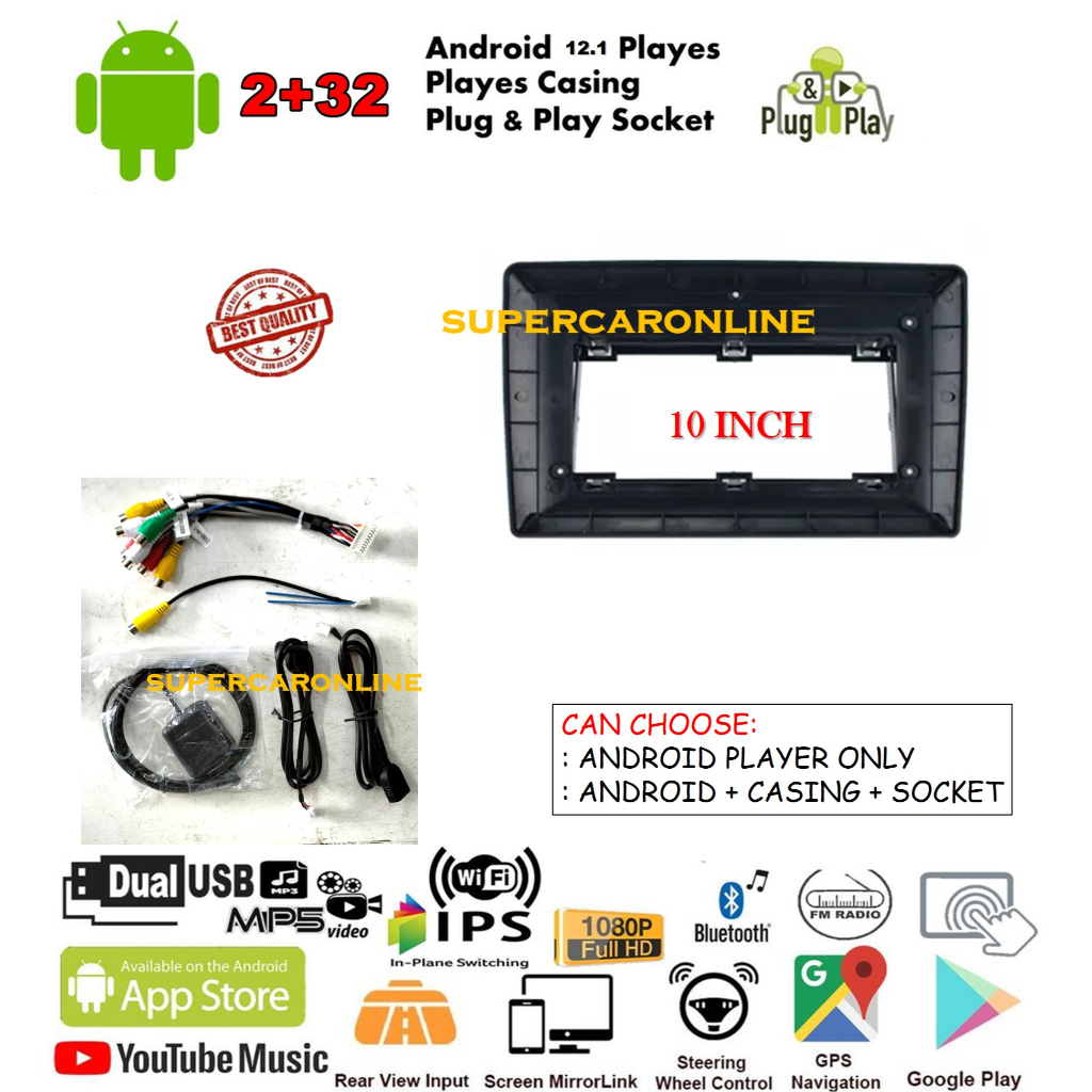 Proton WAJA android player 10 inch PLUG N PLAY with OEM casing | Shopee ...
