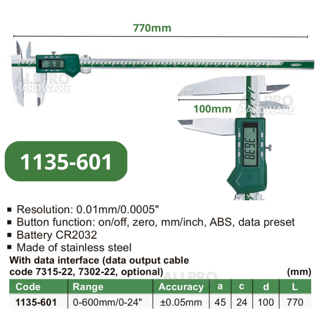INSIZE Long Range Digital Caliper 1135-601(600mm) / 1135-1002(1000mm ... INSIZE Long Range Digital Caliper 1135-601(600mm) / 1135-1002(1000mm ...