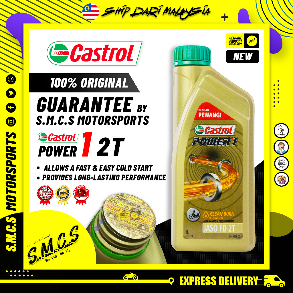 Castrol 2T Power 1 NEW [100％ ORIGINAL] Minyak Hitam Motosikal Engine ...