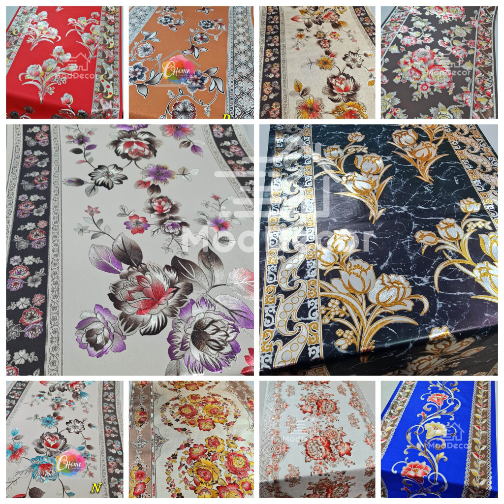 READY STOCK Alas Meja Korea Royal Gold Metallic Runner PVC Waterproof ...