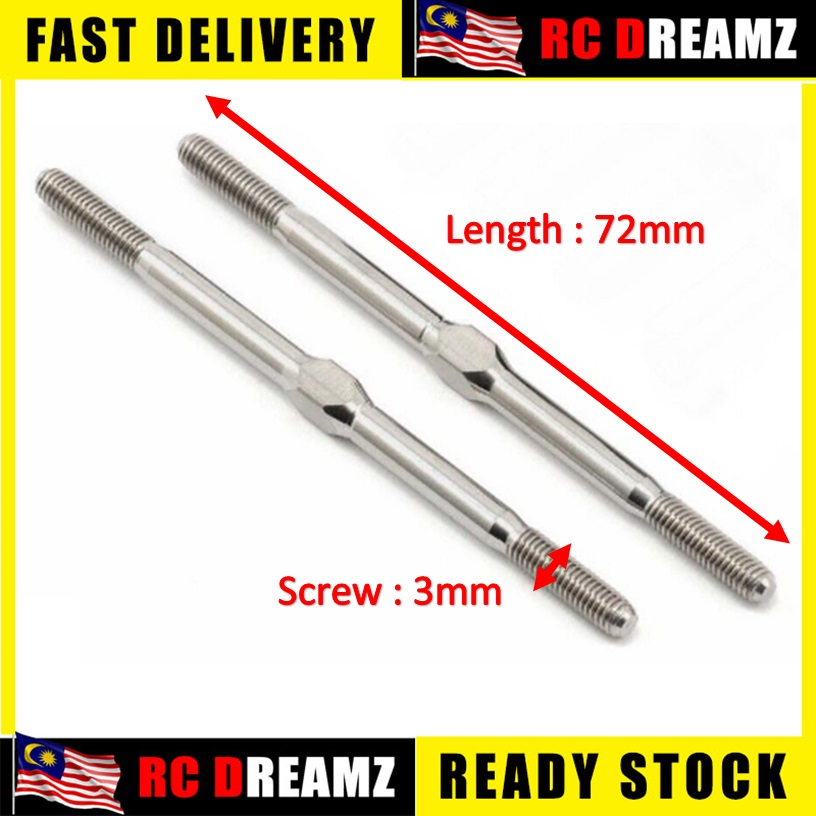 RC Car Metal Turnbuckle 3mm x 32/35/38/44/72mm Steering Link Shaft link ...