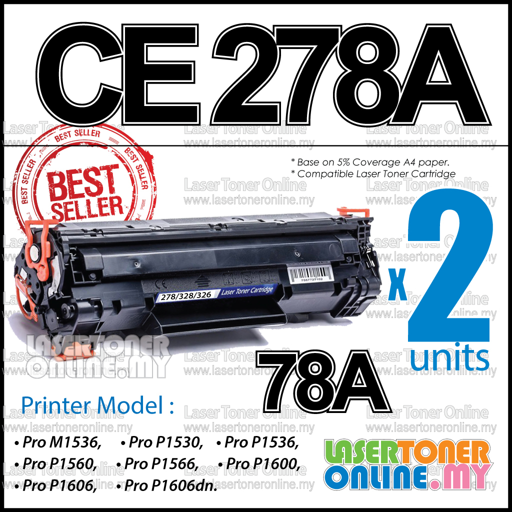 2x PREMIUM Compatible HP CE278A HP78A CE278 for HP LaserJet Pro M1536 ...