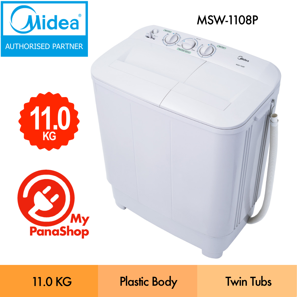 Midea Twin Tub Washer Semi Auto Washing Machine Promo (11kg) MSW-1108P ...