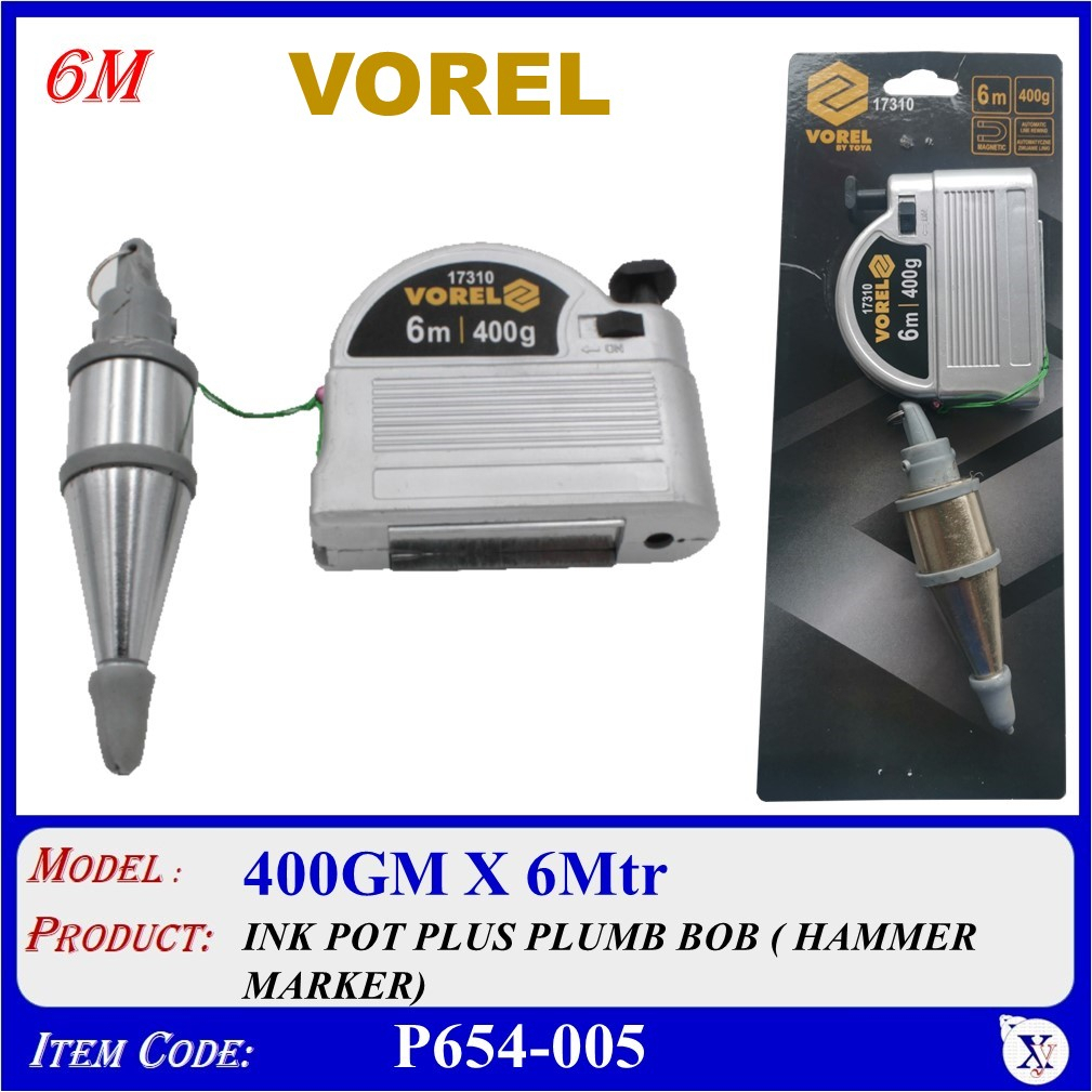 P654-005 (400GM X 6Mtr) INK POT PLUS PLUMB BOB ( HAMMER MARKER ...
