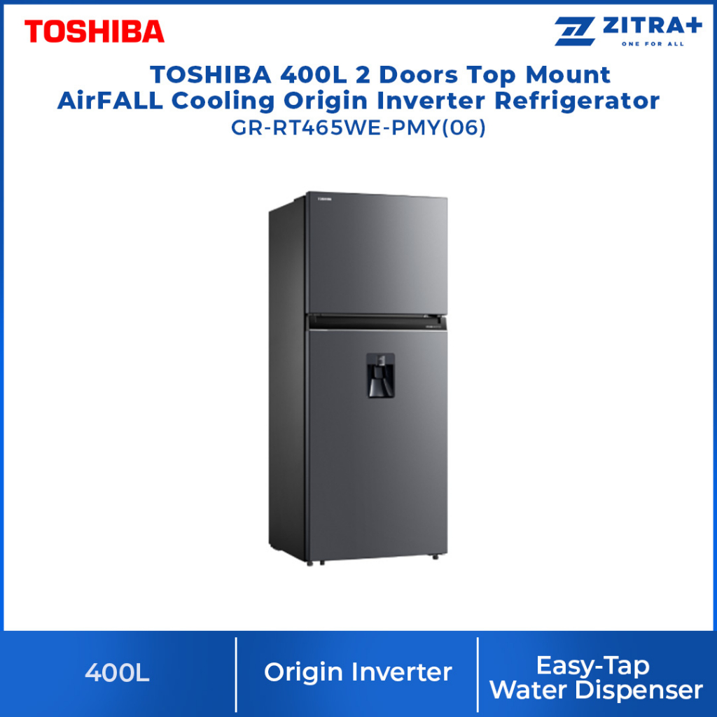 TOSHIBA 400L 2 Doors Top Mount AirFALL Cooling Origin Inverter ...