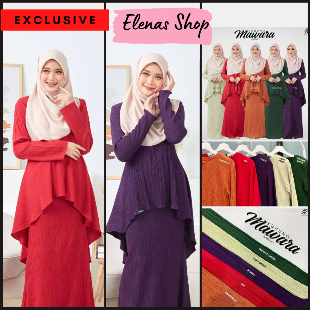 Baju Kurung y HASNURI MAWARA Dress Muslimah Peplum Ironless Beautyline ...