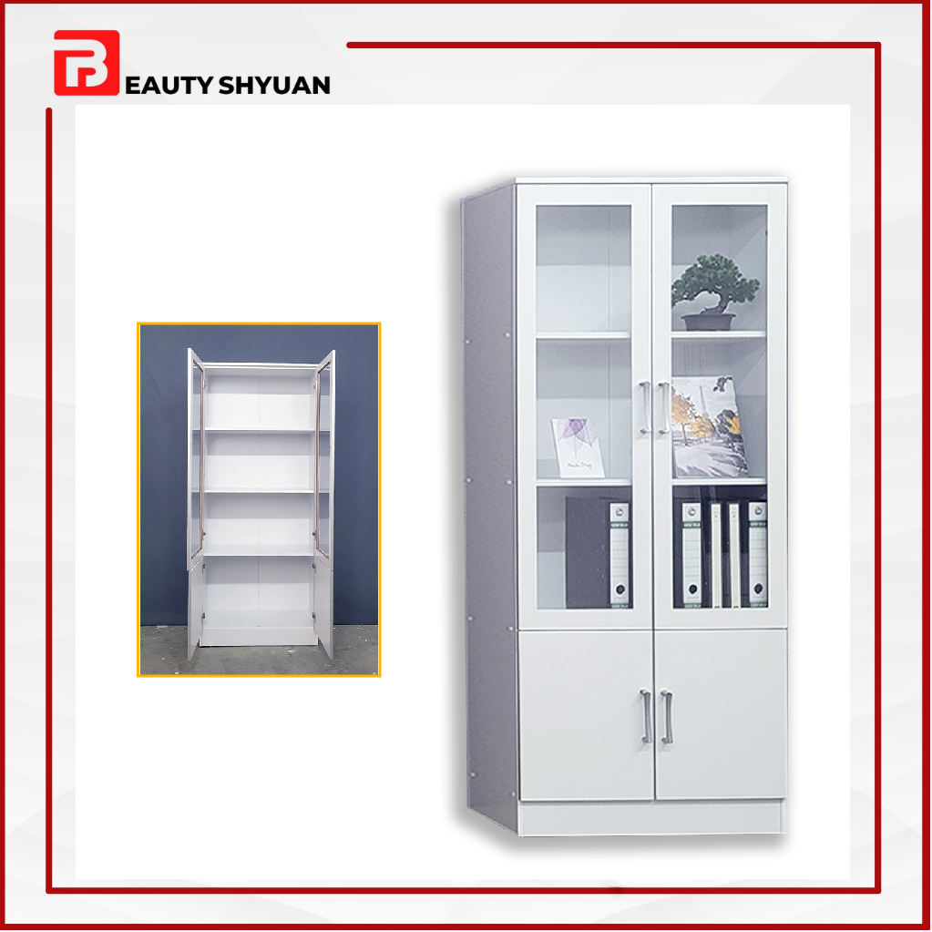 KYLAN White Display Cabinet Display Rack File Cabinet Glass Kitchen ...