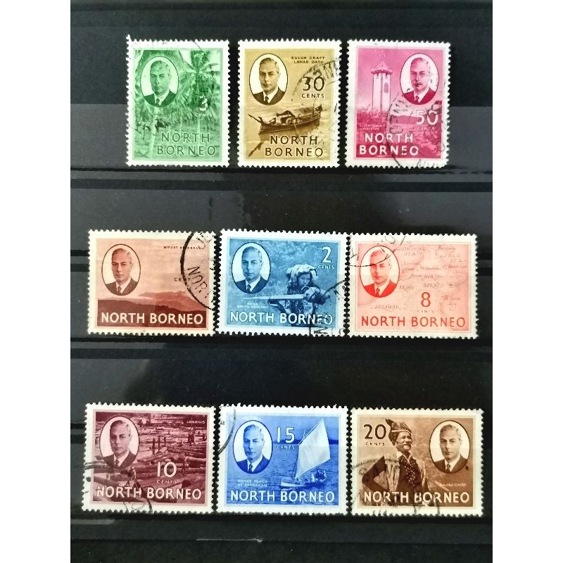 [STM 329] North Borneo 1950, 1952 King George VI & Local Motifs (used ...