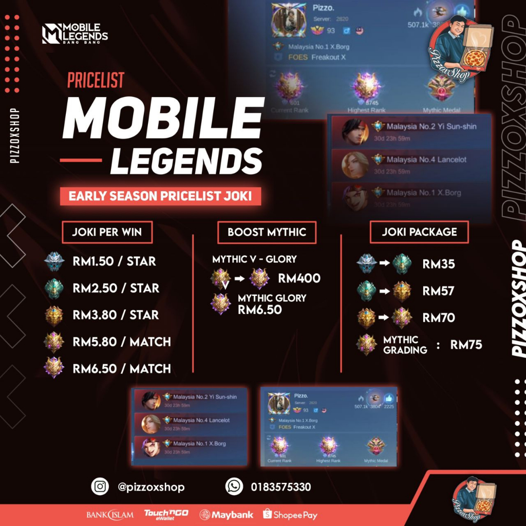 MLBB Boosting / Joki Ranked Mobile Legends Fast Service | Shopee Malaysia