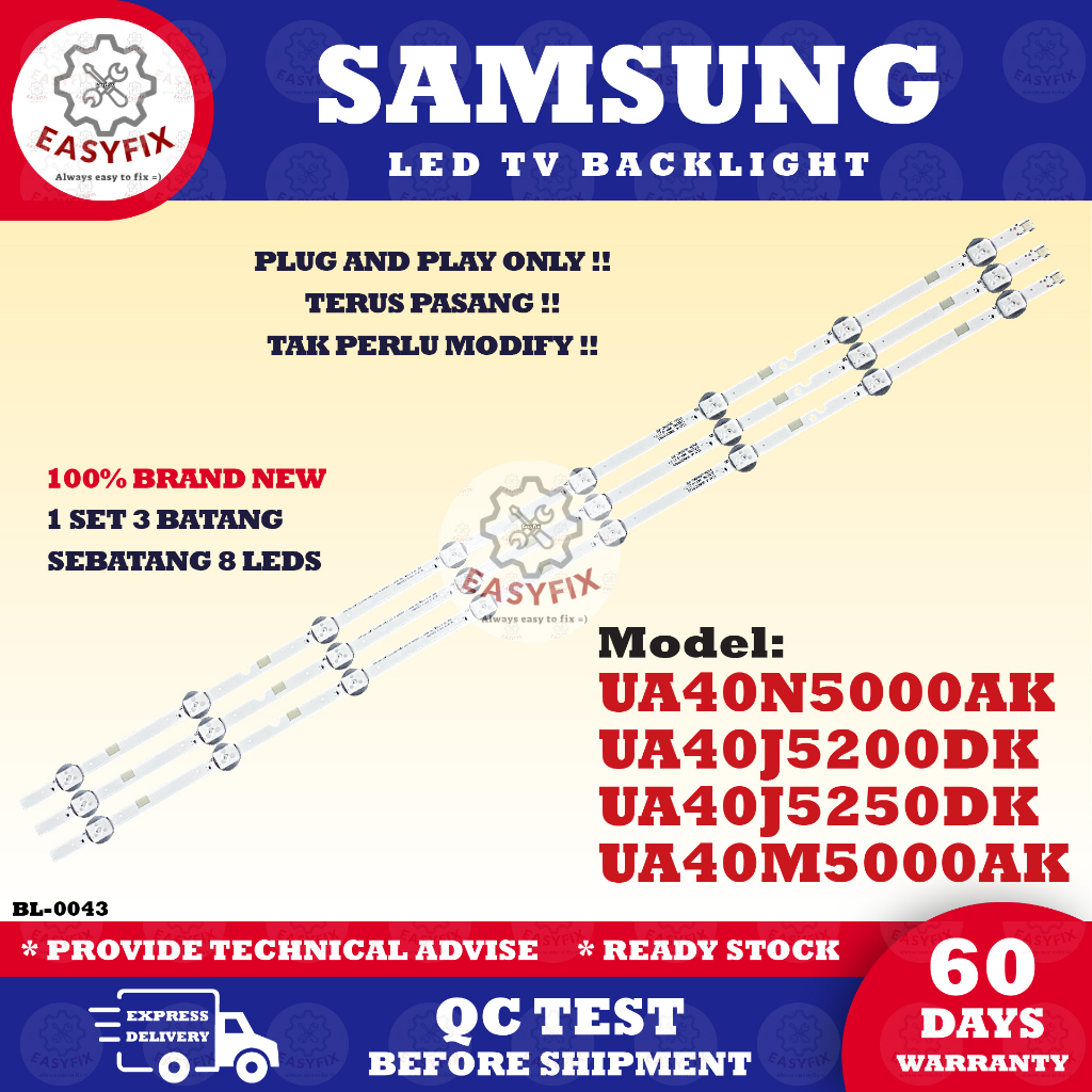 UA40N5000AK / UA40J5200DK / UA40J5250DK / UA40M5000AK SAMSUNG 40 INCH ...