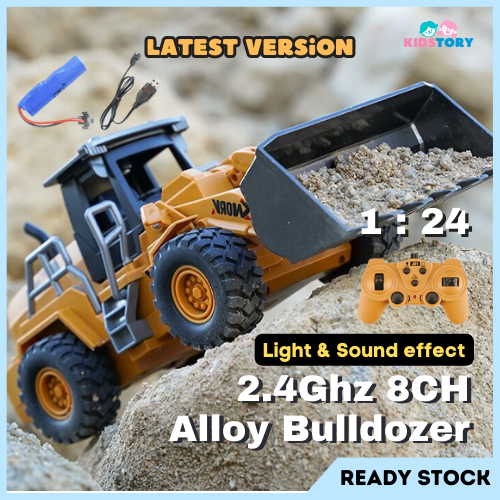 1:24 Alloy 8 Channel RC Bulldozer Metal 2.4Ghz Remote Control Bulldozer ...