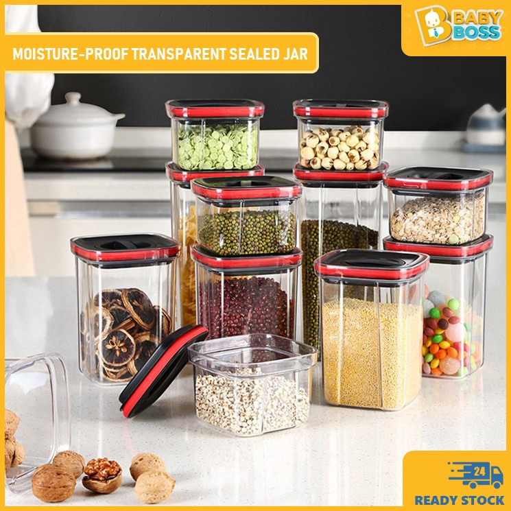 BabyBoss Moisture-proof Transparent Sealed Jar Kitchen Square Grain ...