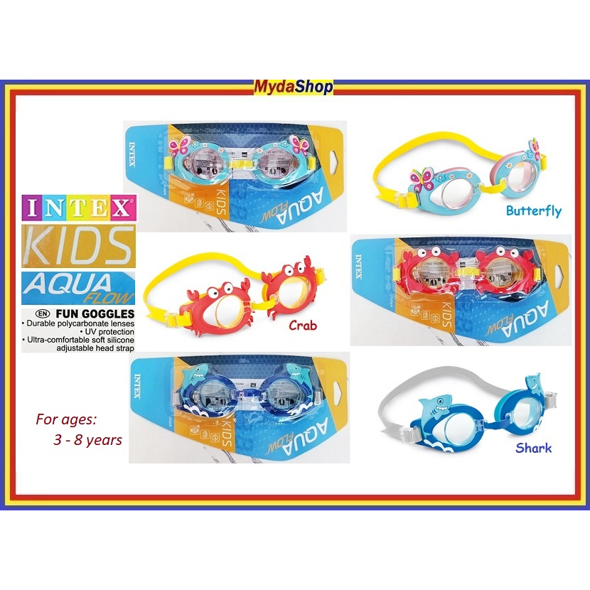 INTEX Swim Pool Aqua Flow Kids Goggles. Kacamata Renang | Shopee Malaysia