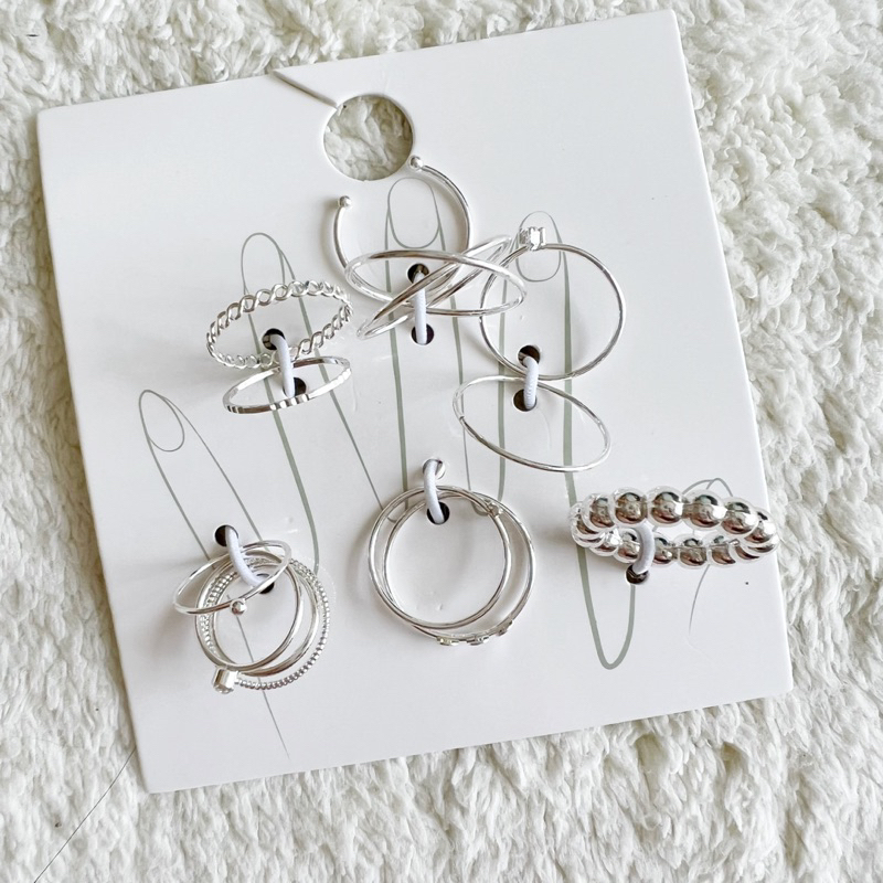 Primark Silver Tone Minimal Multi Sizes Ring Set | Cincin 戒指 | Shopee ...