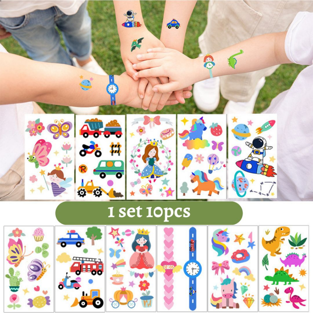 Kids Tattoo Sticker For Kids (10Pcs) Princess Lelaki Waterproof Tatoo ...