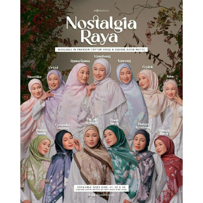 Maejestica bawal satin matte nostalgia raya bidg 50|60 | Shopee Malaysia