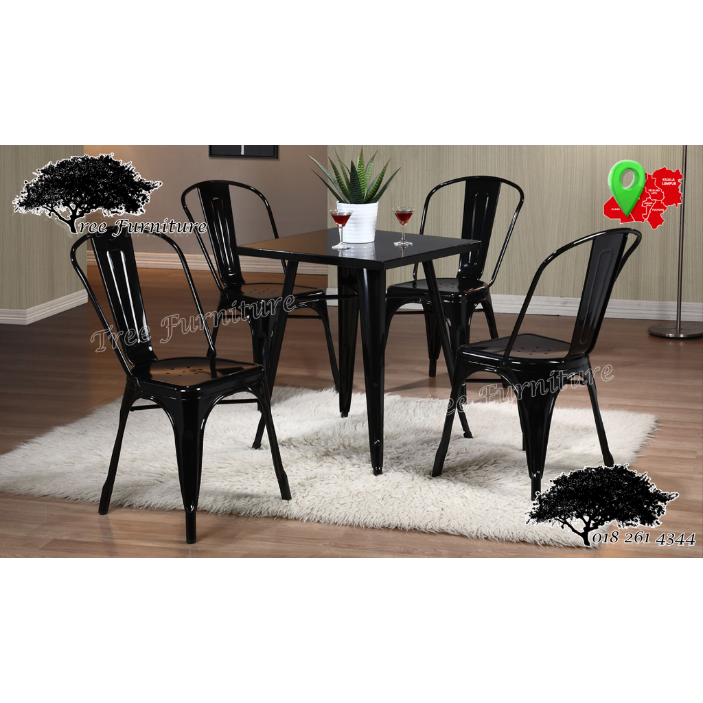 Industrial Style Metal Dining Table Set (4+1) - 4 Seater / Restaurant ...