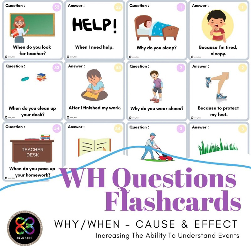 WH WHY? WHEN? Flashcards (PDF) / Cause & Effect / Speech Therapy ...