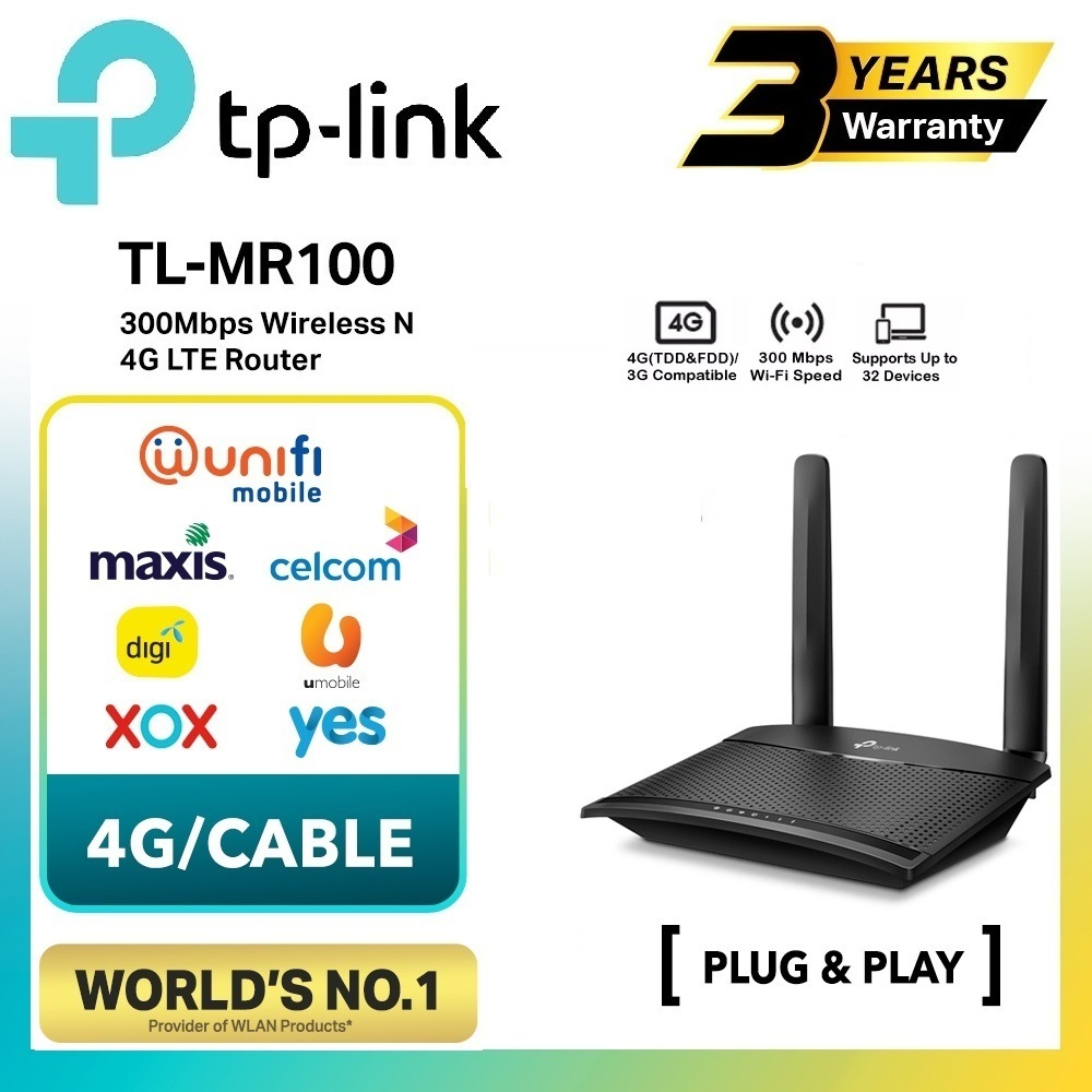 TP-Link TL-MR100 300Mbps Wireless N 4G LTE Router | Open Line Travel ...