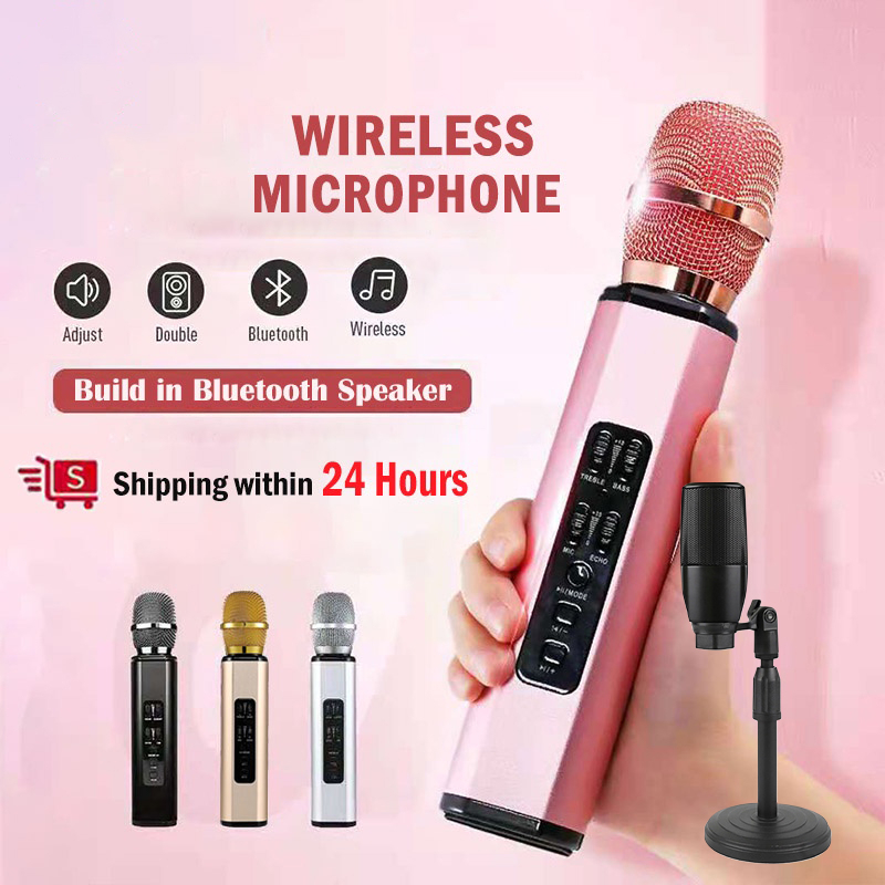 Wireless Microphone Dual Speaker Karaoke Mic With Dynamic Singing ...