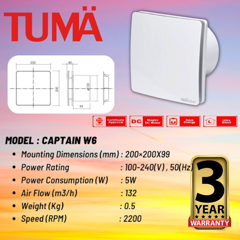 TUMA/RED LABEL DC MOTOR VENTILATION EXHAUST FAN ( SAKURA/IM25/COCO ...