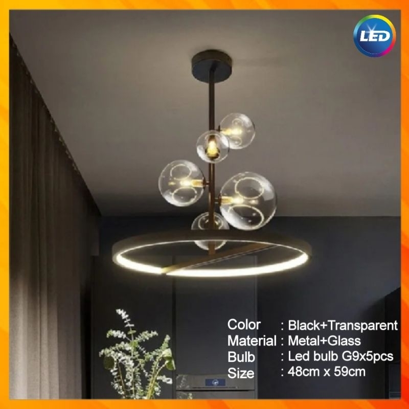 Creative Clear Glass Ball Pendant lamp Magic Bean Ceiling Modern Light ...
