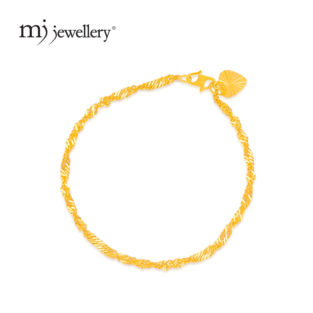 MJ Jewellery 375/9K Gold Wave Chain Bracelet T001 | Shopee Malaysia