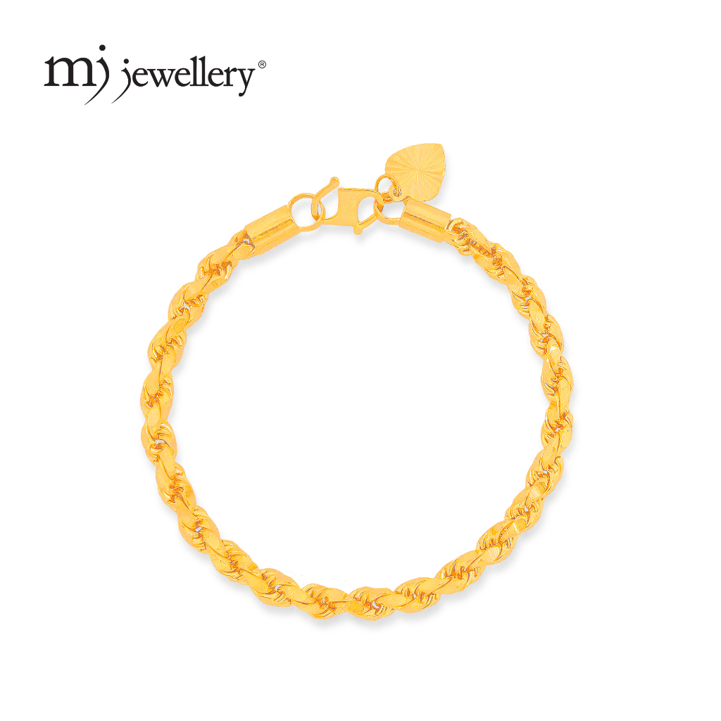 MJ Jewellery 375/9K Gold Solid Rope Bracelet T003 | Shopee Malaysia