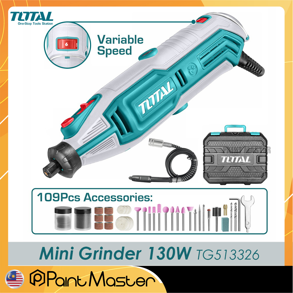 Total 130W Mini Die Grinder TG513326 | Rotary Tool Set Dremel Drill ...