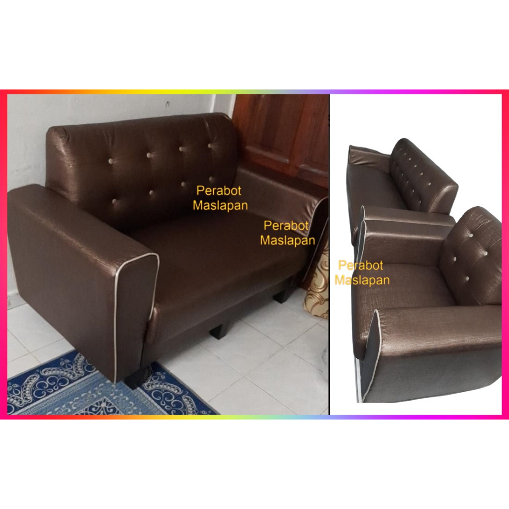 PVC Sofa 1 Seater 2 Seater 3 Seater Brown Sofa Kulit 1+2+3 Seater ...